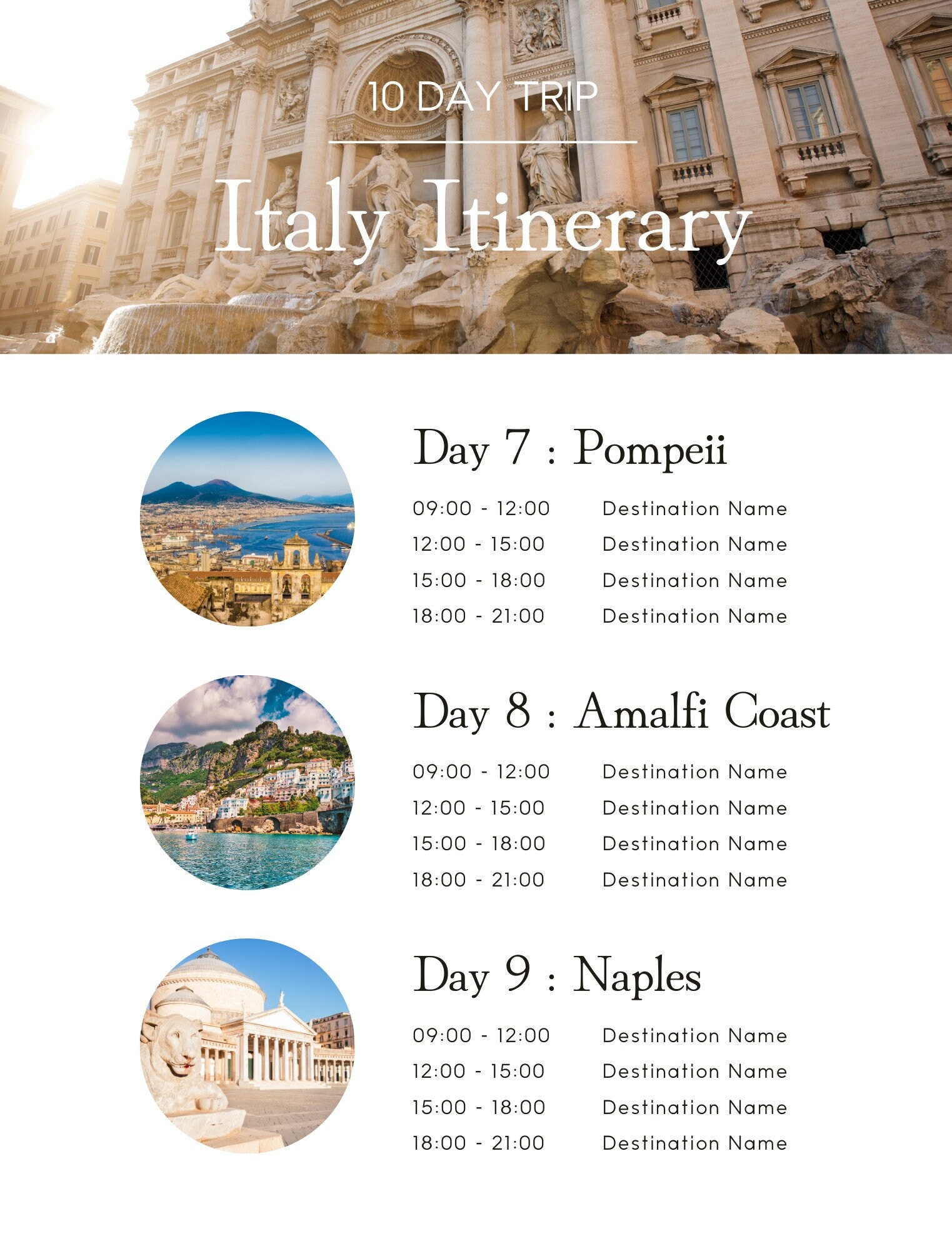 Travel Itinerary Template Italy Travel Template, Fully Customizable ... Travel Itinerary Template Italy Travel Template, Fully Customizable ...