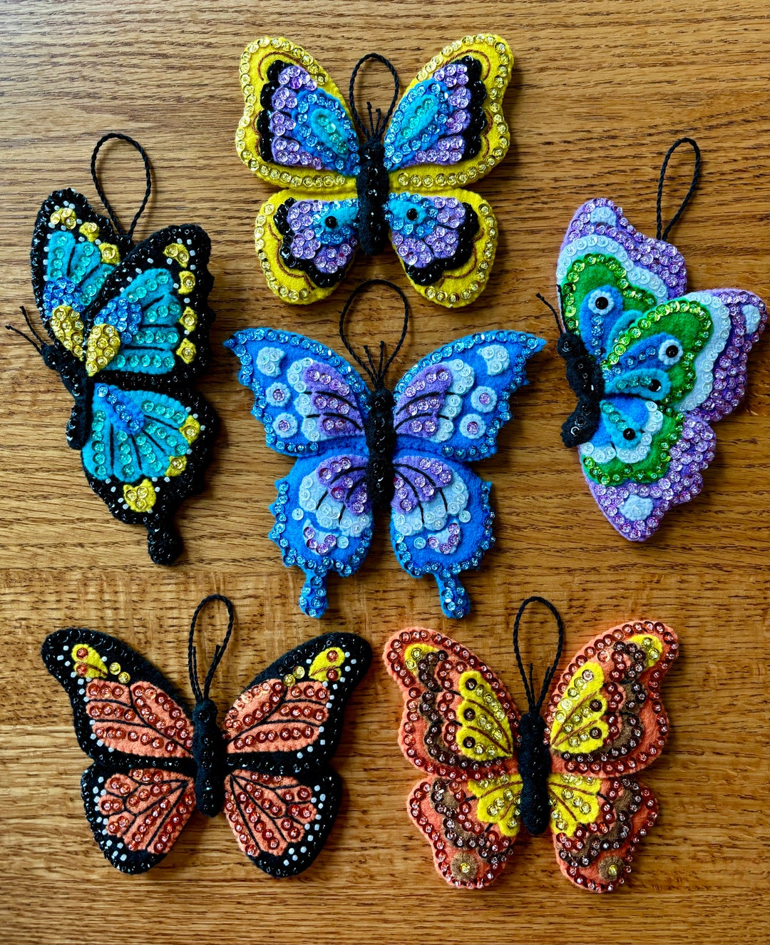 Finished Bucilla “butterfly Garden” Ornaments - Etsy