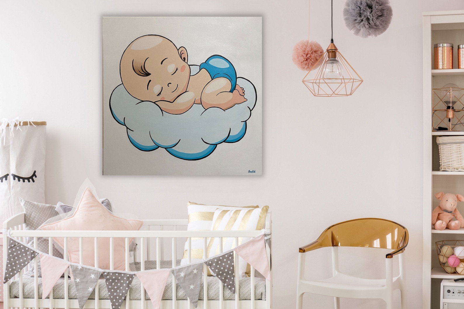 Baby Painting, Baby Shower Art, Abstract Gift, New Born Wall Art, Baby ...