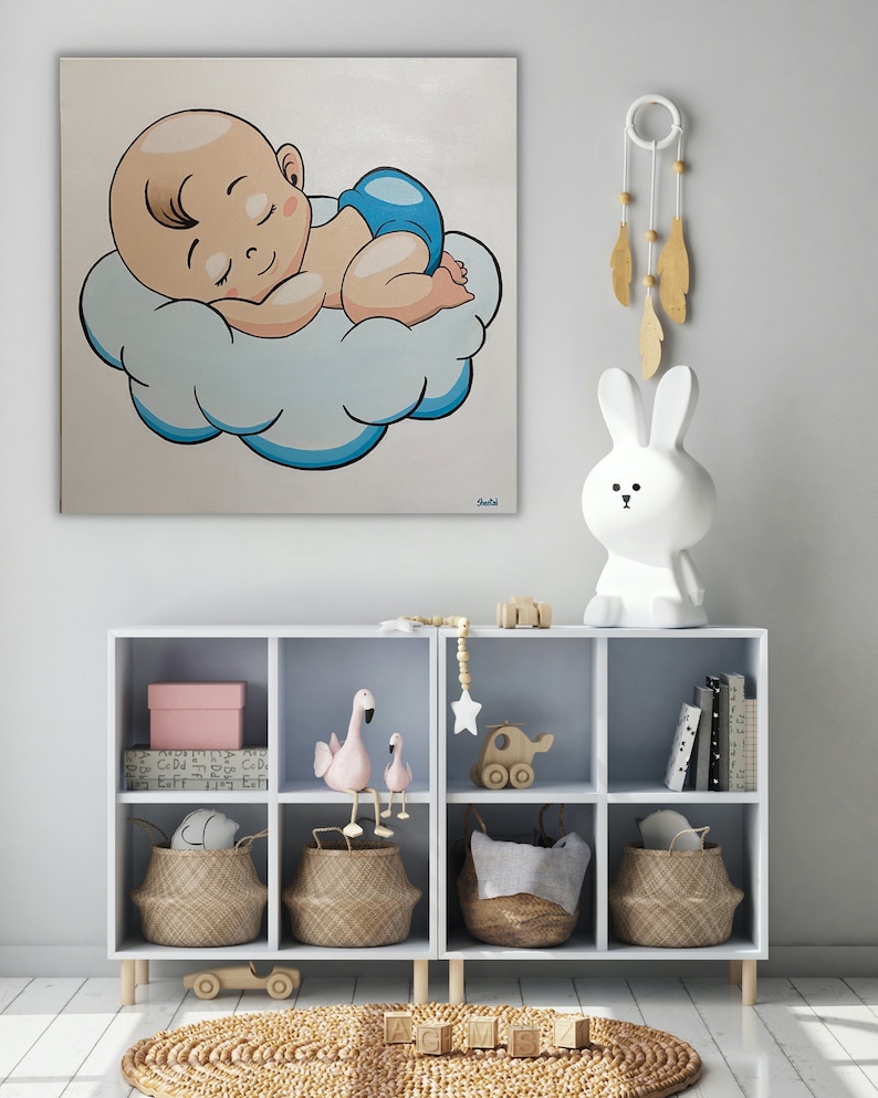 Baby Painting, Baby Shower Art, Abstract Gift, New Born Wall Art, Baby ...