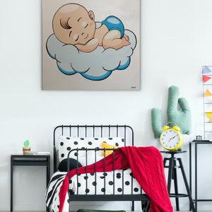 Baby Painting, Baby Shower Art, Abstract Gift, New Born Wall Art, Baby ...