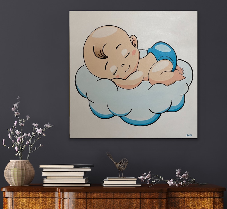 Baby Painting, Baby Shower Art, Abstract Gift, New Born Wall Art, Baby ...