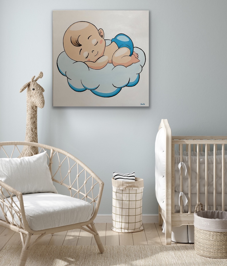 Baby Painting, Baby Shower Art, Abstract Gift, New Born Wall Art, Baby ...