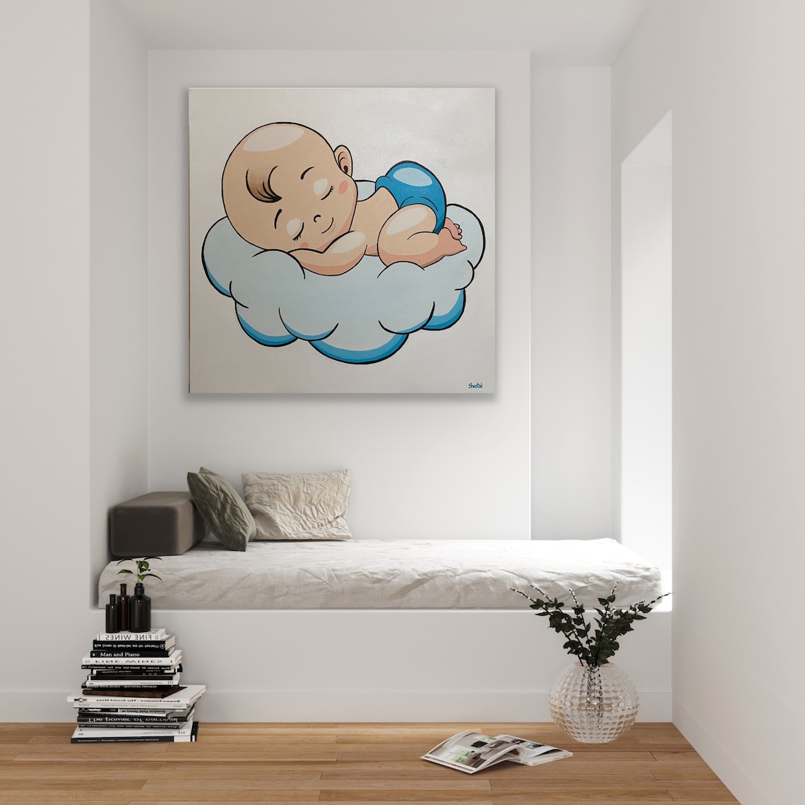 Baby Painting, Baby Shower Art, Abstract Gift, New Born Wall Art, Baby ...