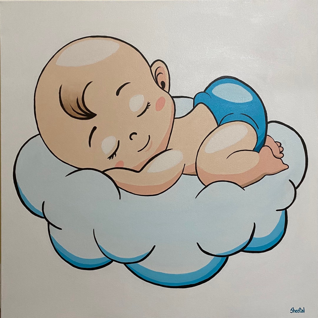 Baby Painting, Baby Shower Art, Abstract Gift, New Born Wall Art, Baby ...