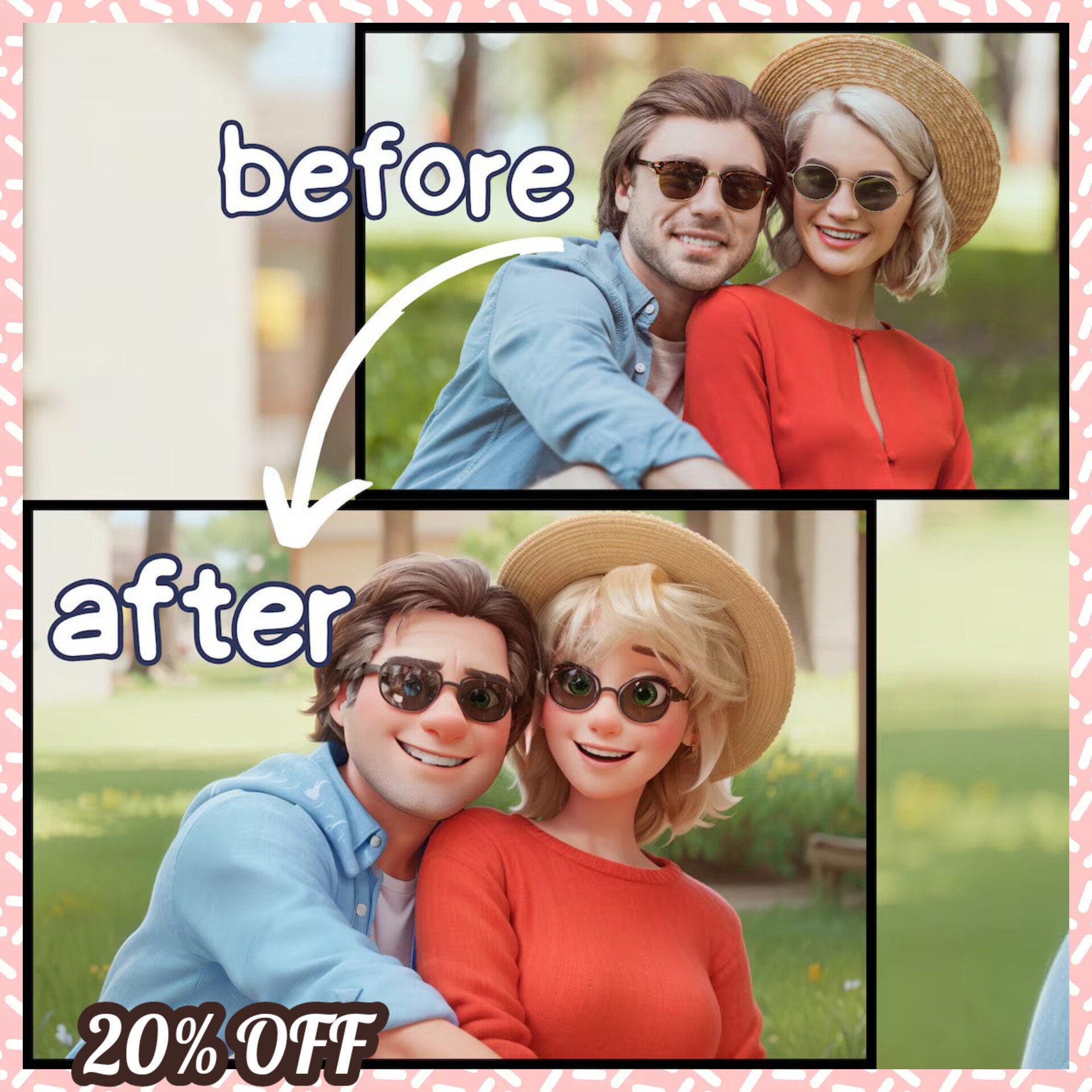 Pixar Style Portrait From Photo, Your Love Story in Art Digital, Become ...