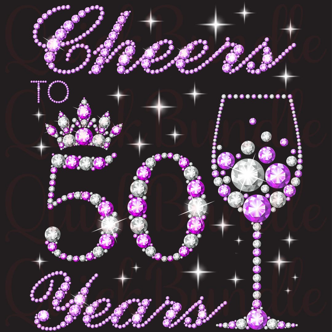 Cheers to 50 Years, 50 Years Old Birthday Purple & Silver Crown Crystal ...