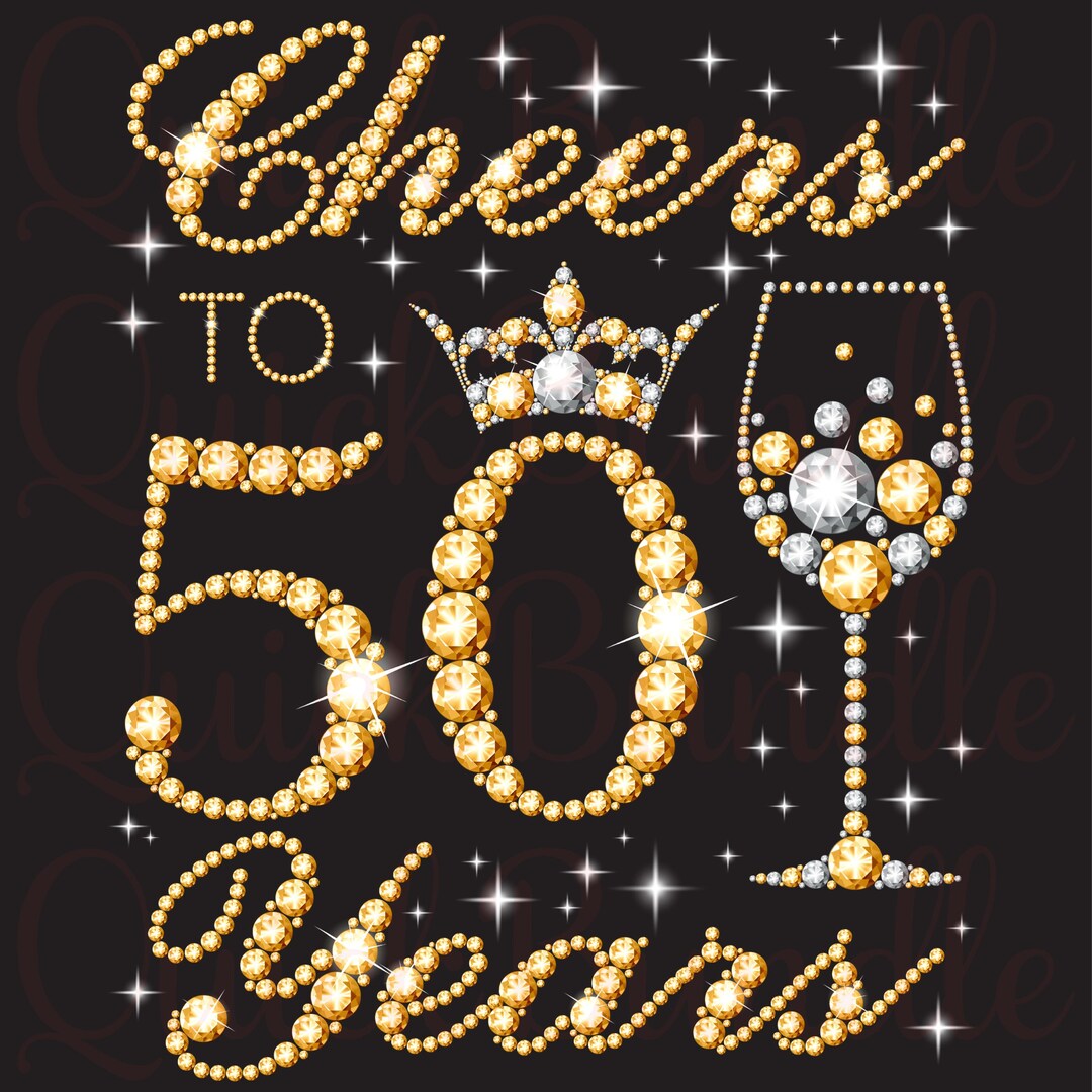 Cheers to 50 Years Old 50th Birthday Party Wine Glass Crown Stars ...