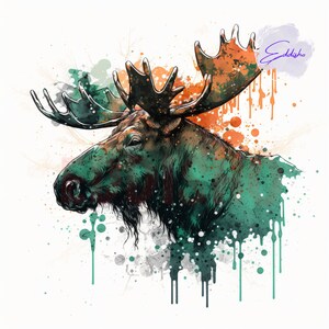 20 Moose Portraits Watercolor Illustration Prints Card Making - Etsy