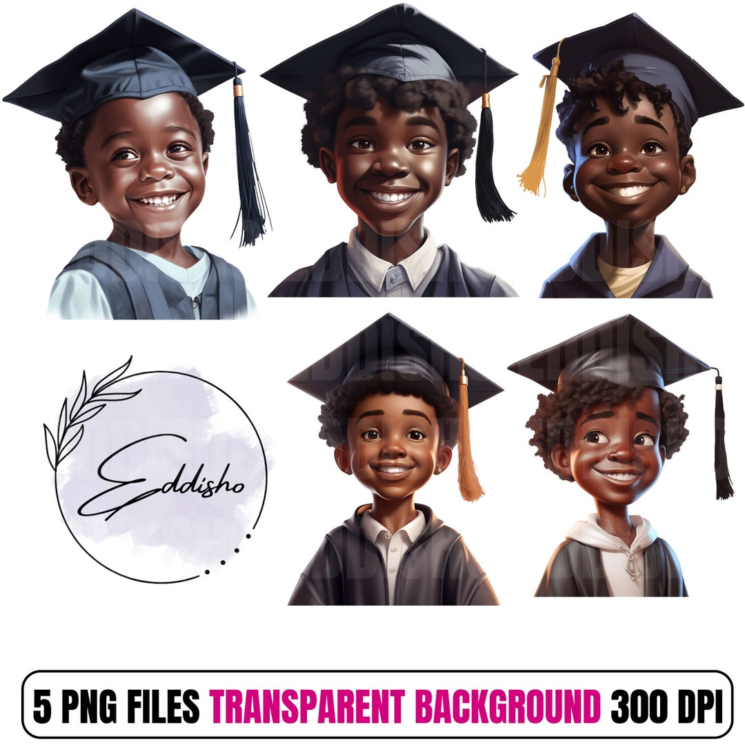 Beautiful Brown Boy Graduating Boy PNG girl Clipart Black - Etsy