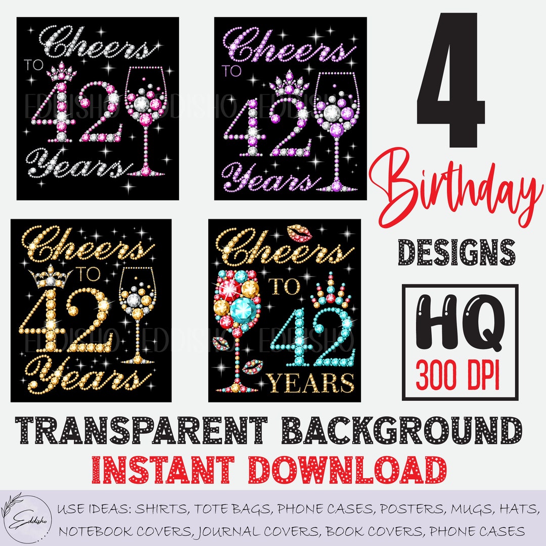 Cheers to 42 Years Old PNG 42nd Birthday Party 4 Birthday - Etsy