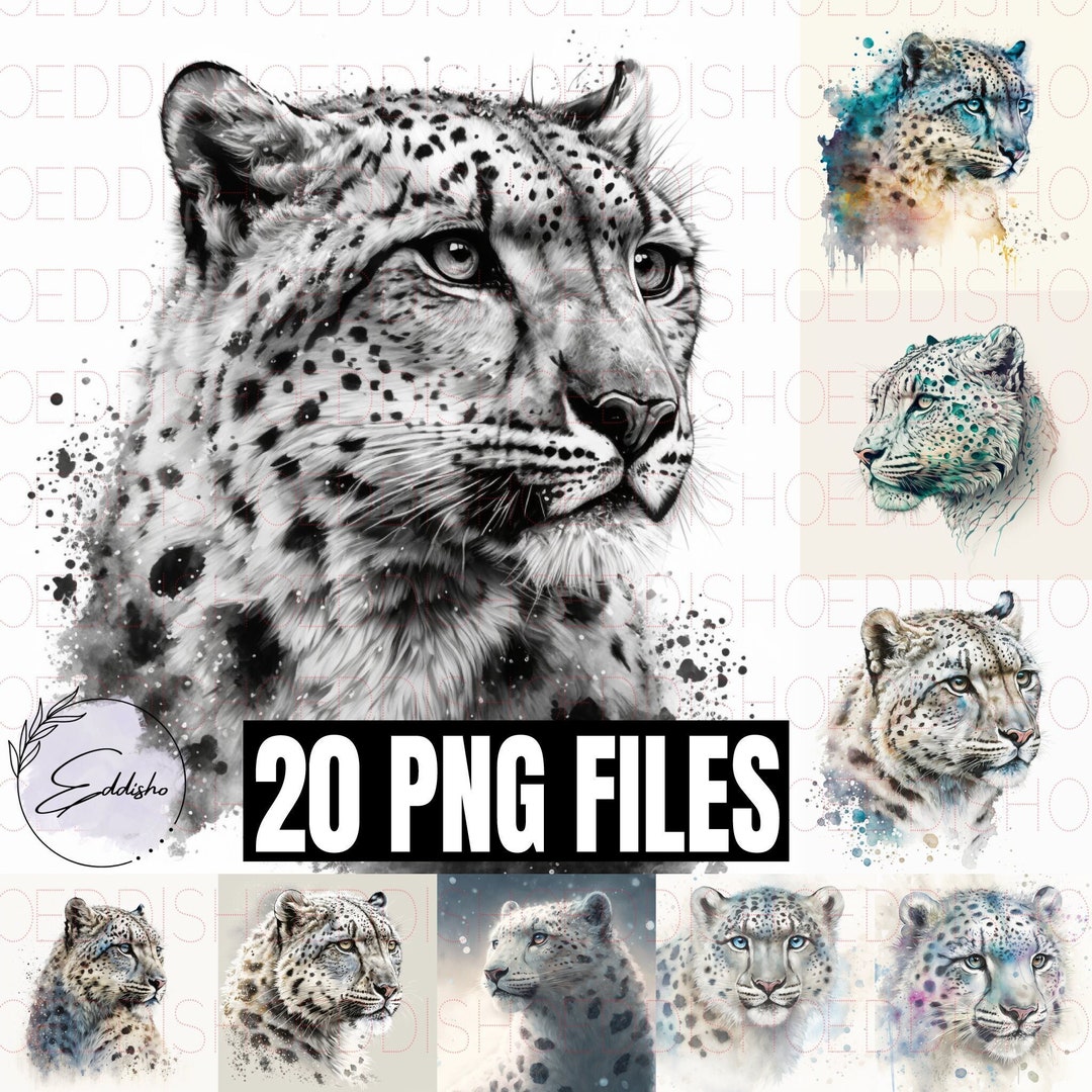 20 Snow Leopard Portraits Watercolor Illustration Prints Card Making ...