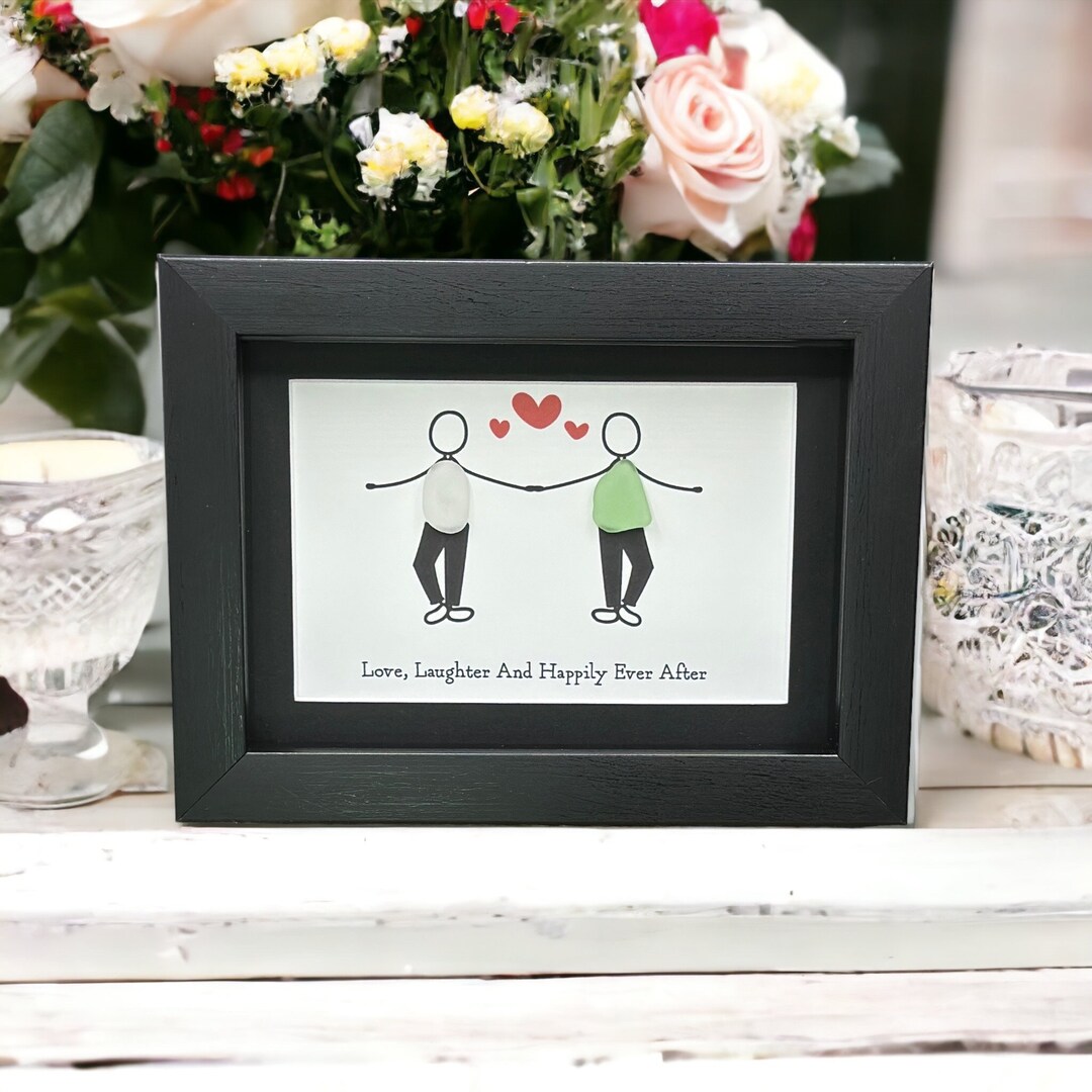 Sea Glass Art Wedding Gift Unique Aniversary Husband Partner Gift Cute ...