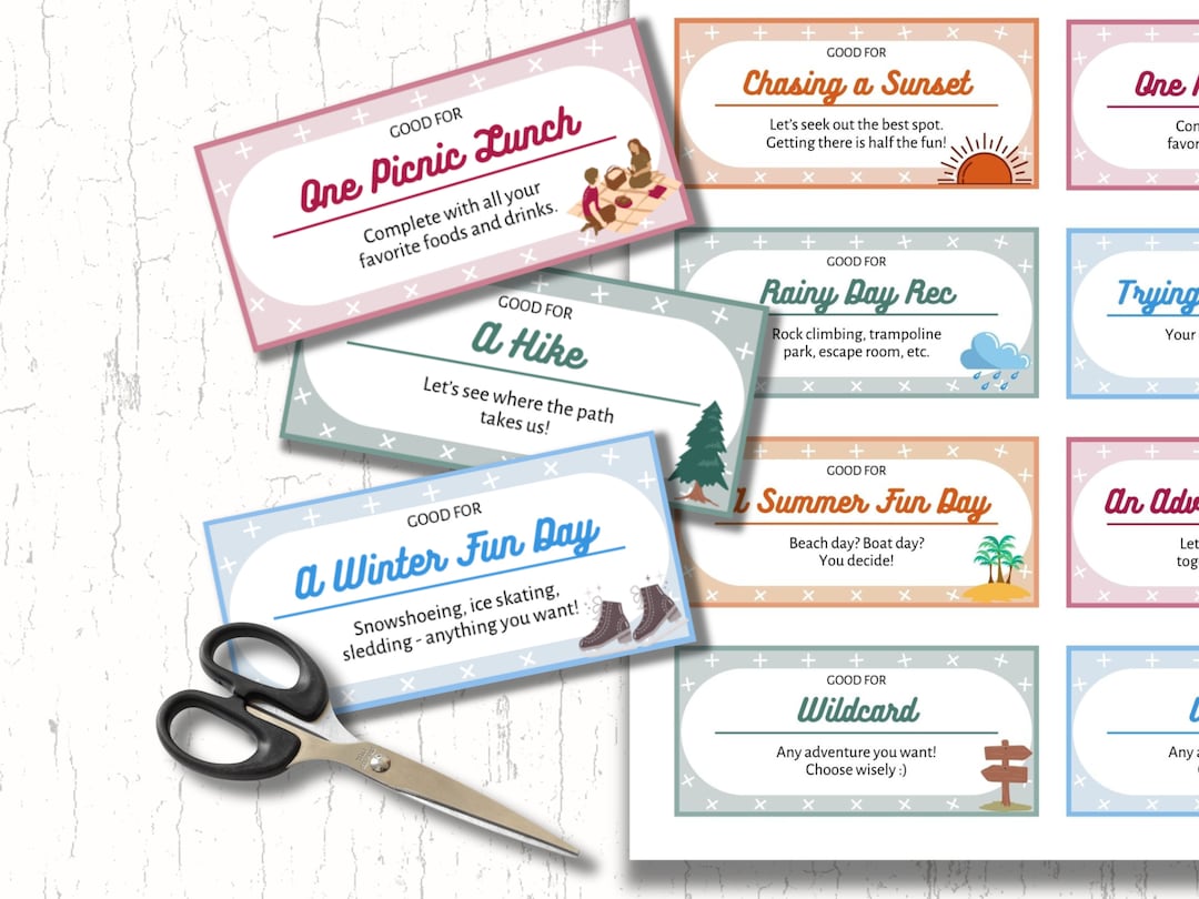 Adventure Coupons for Couples, Printable Gift for the Outdoor Lover - Etsy