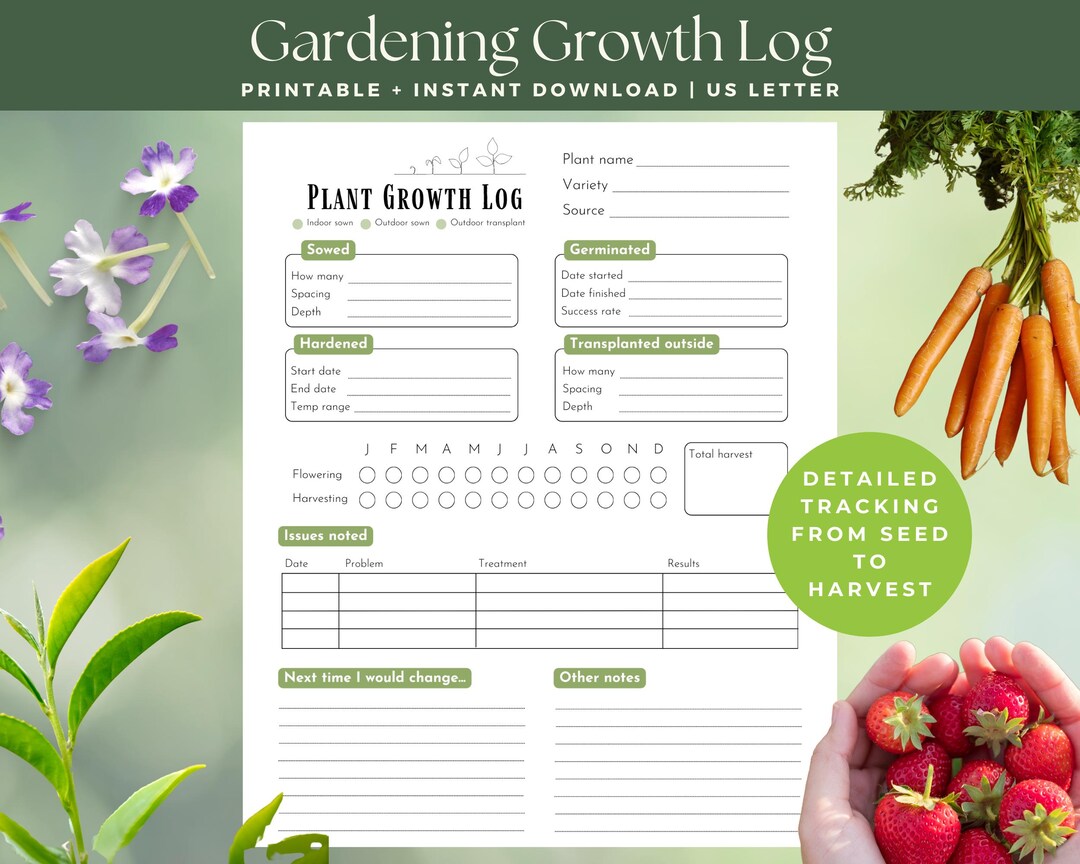 Plant Data Sheet, Garden Journal Page, Gardening Planner, Plant Growth ...