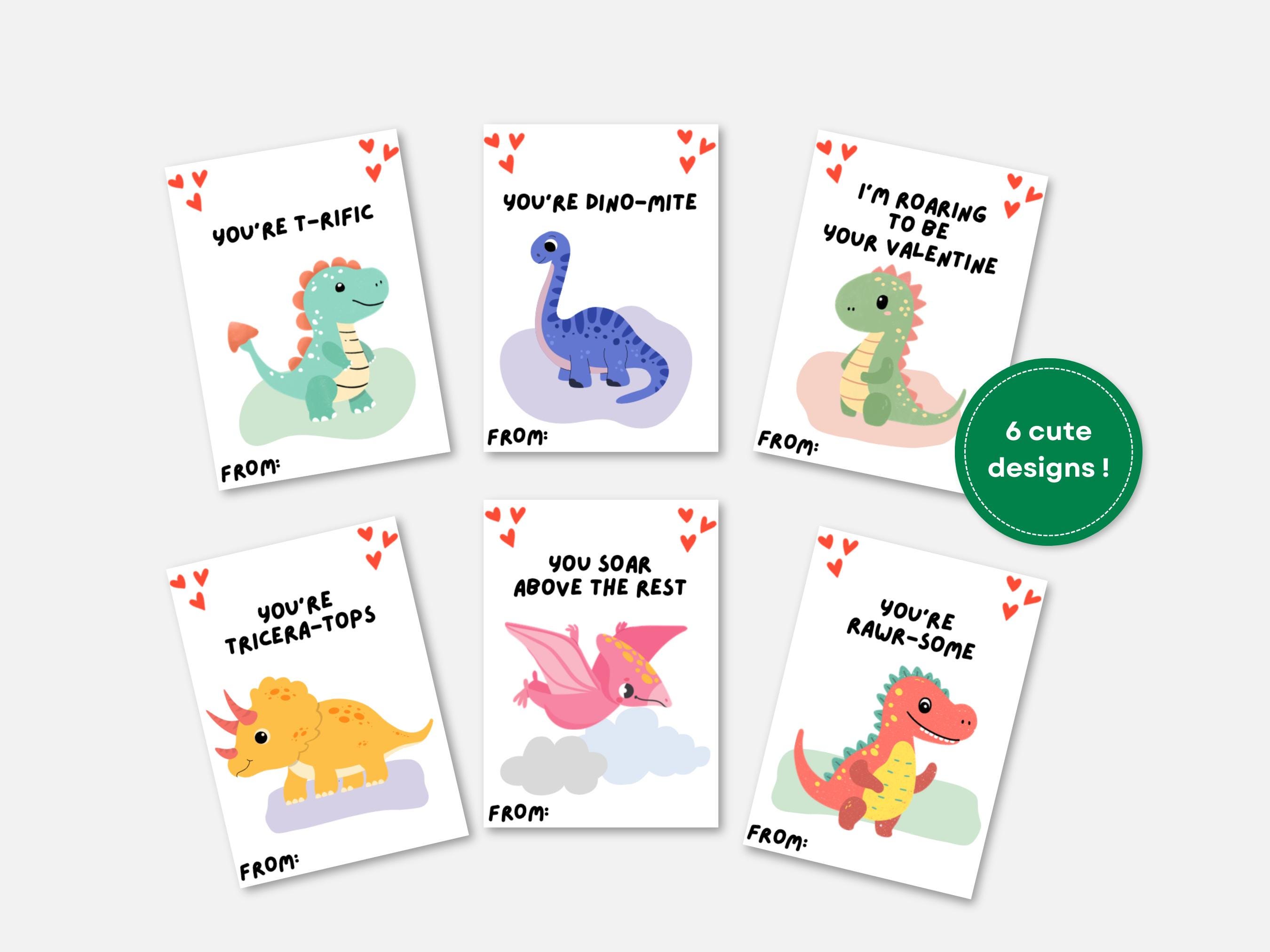 Dinosaur Valentine Cards, Dino Classroom Valentines, Class Valentines ...