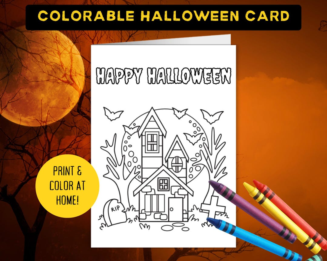 Homemade Halloween Coloring Card for Kids, Halloween Coloring Pages ...