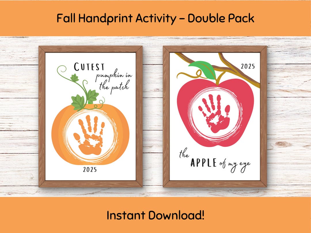 Fall Handprint Craft Printable, Pumpkin Handprint Art, Preschool ...