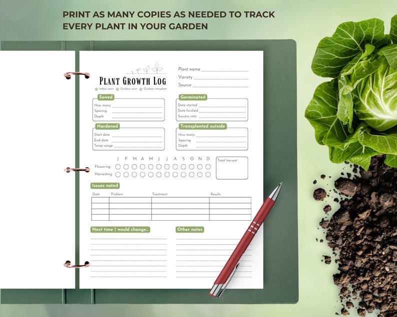 Plant Data Sheet, Garden Journal Page, Gardening Planner, Plant Growth ...
