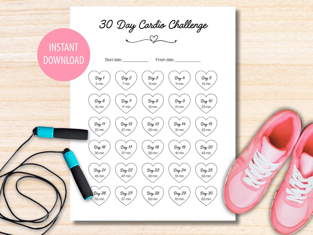 30 Day Cardio Challenge for Beginners, Fitness Tracker, Workout Planner ...