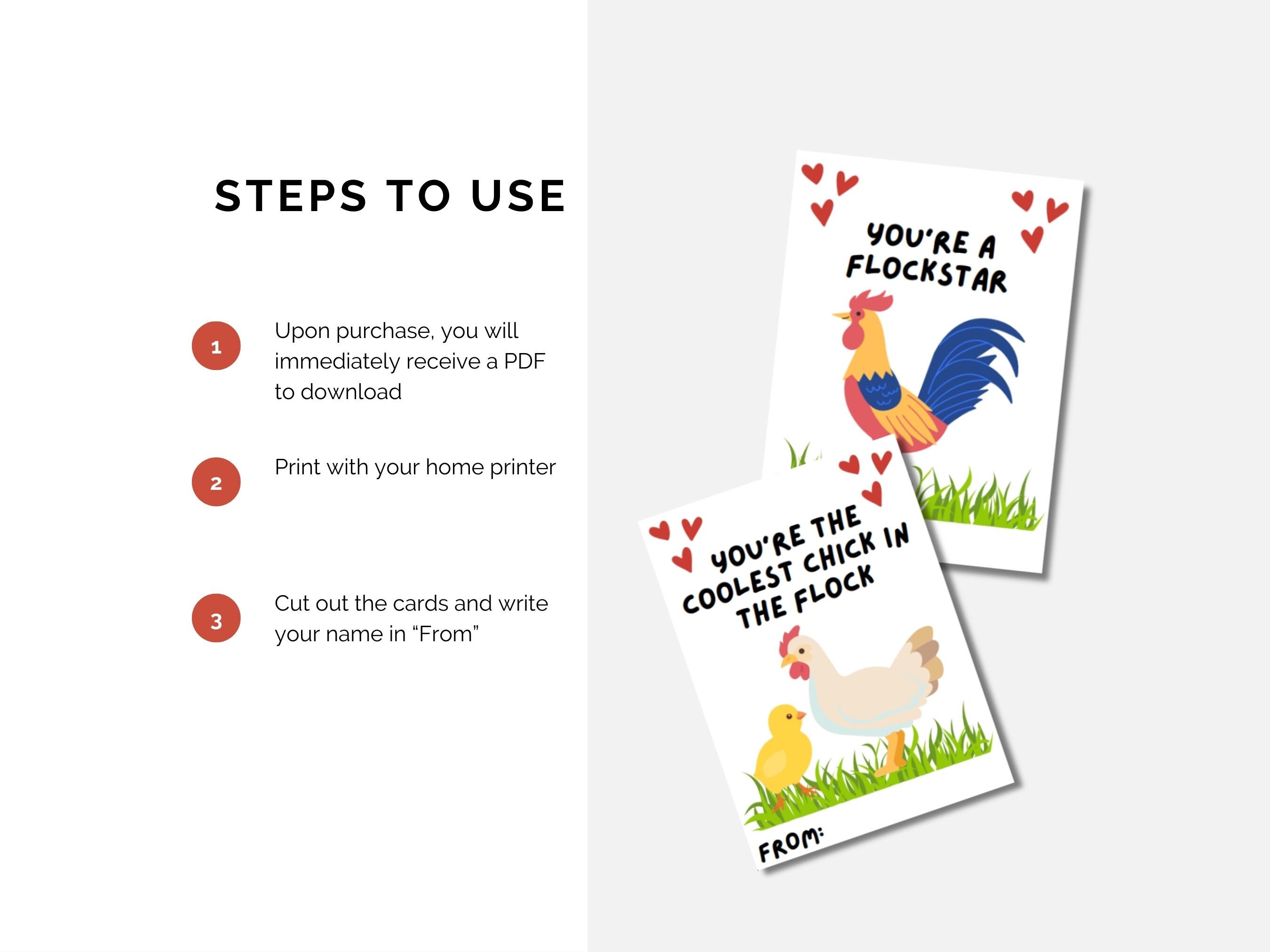 Valentine's Day Chicken Classroom Cards, Cute Valentines, Funny ...