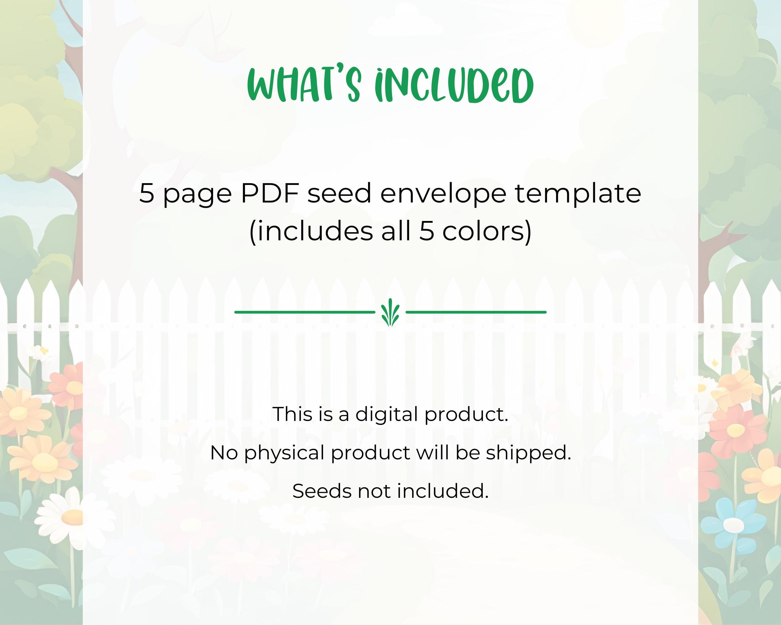 Seed Packets Template, Print at Home Envelopes, Plant Seed Organization, Garden Seed Saver ...