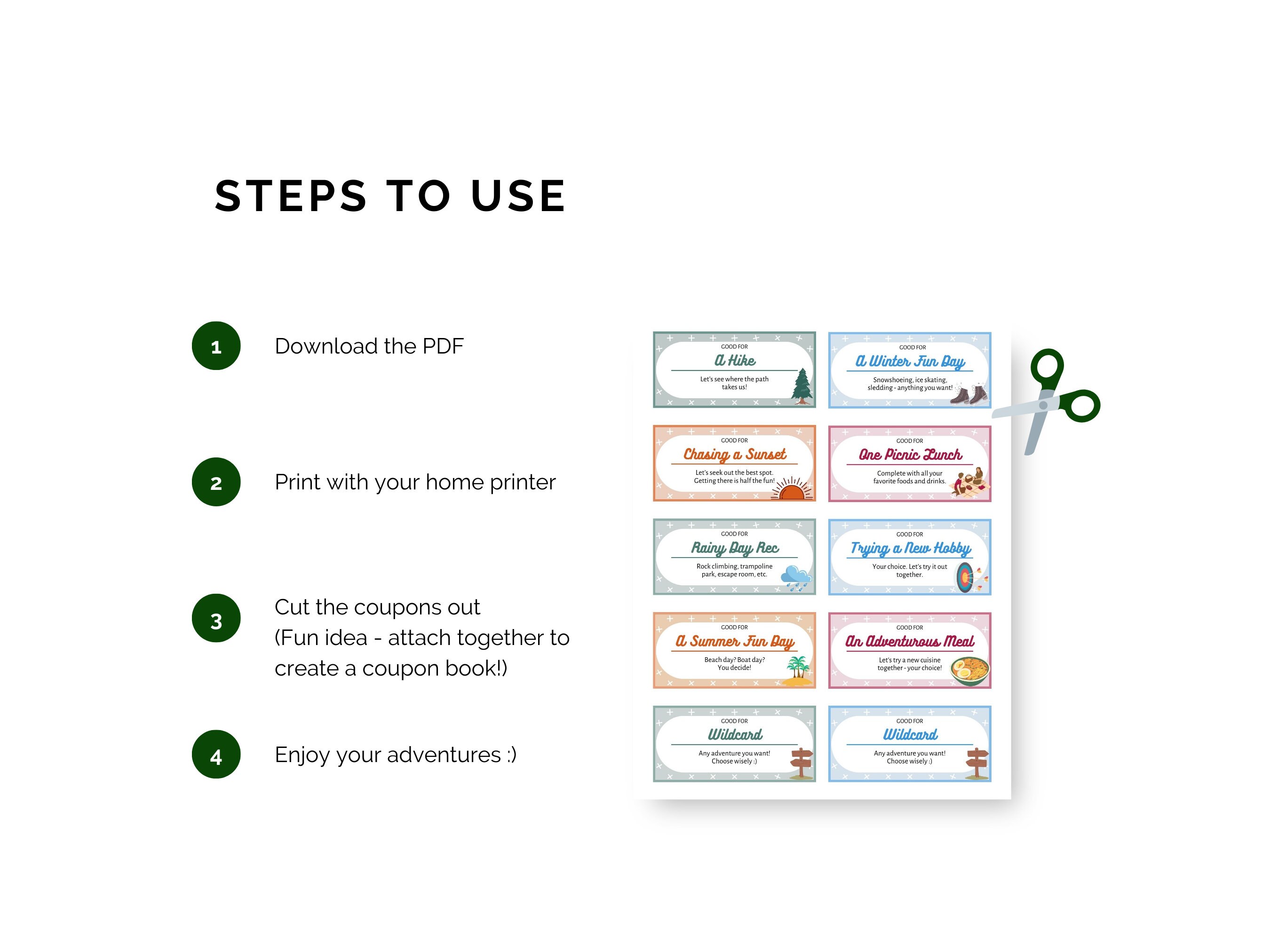 Adventure Coupons for Couples, Printable Gift for the Outdoor Lover - Etsy