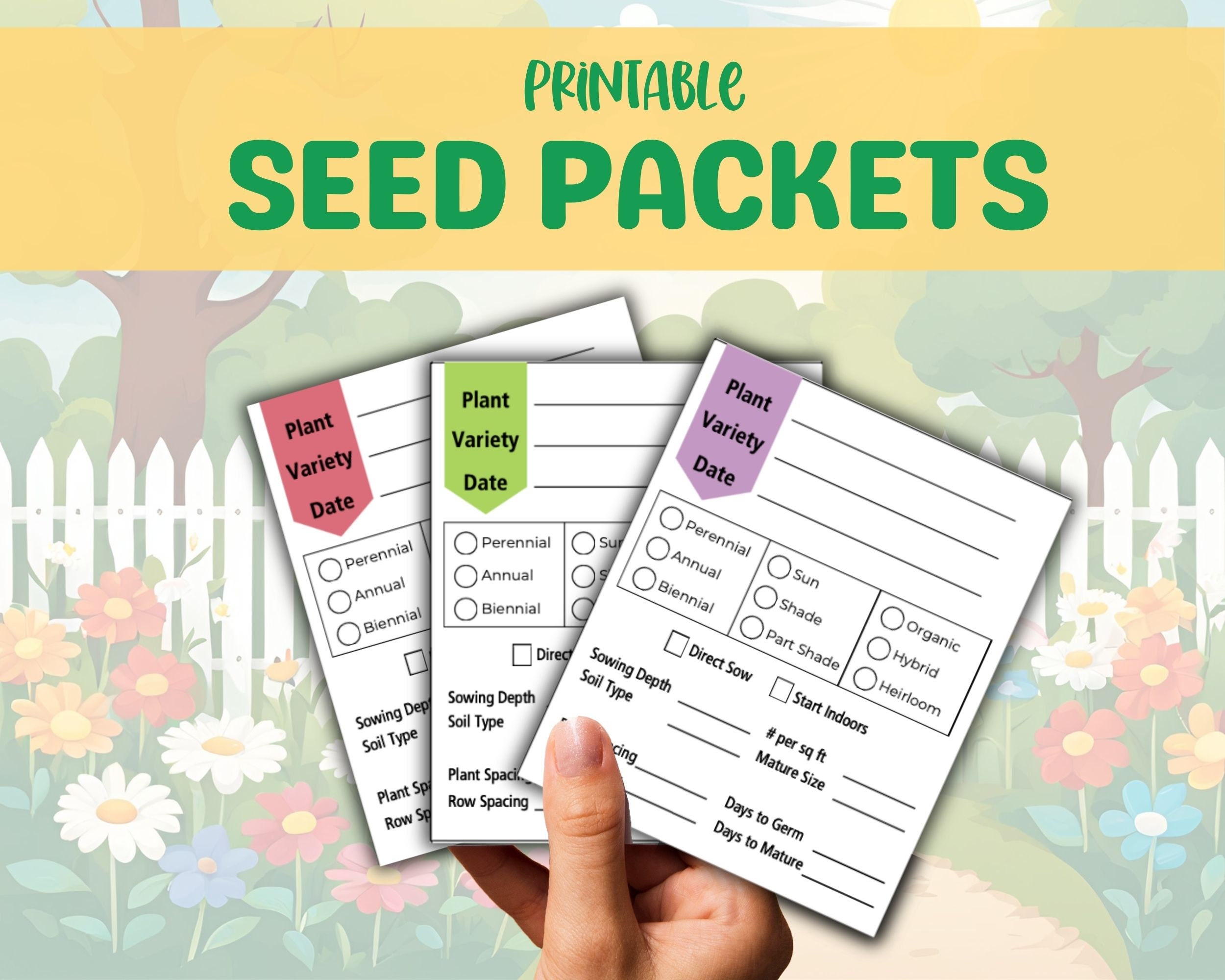 Seed Packets Gardening Printable, Seed Packet Info, Garden Essentials ...