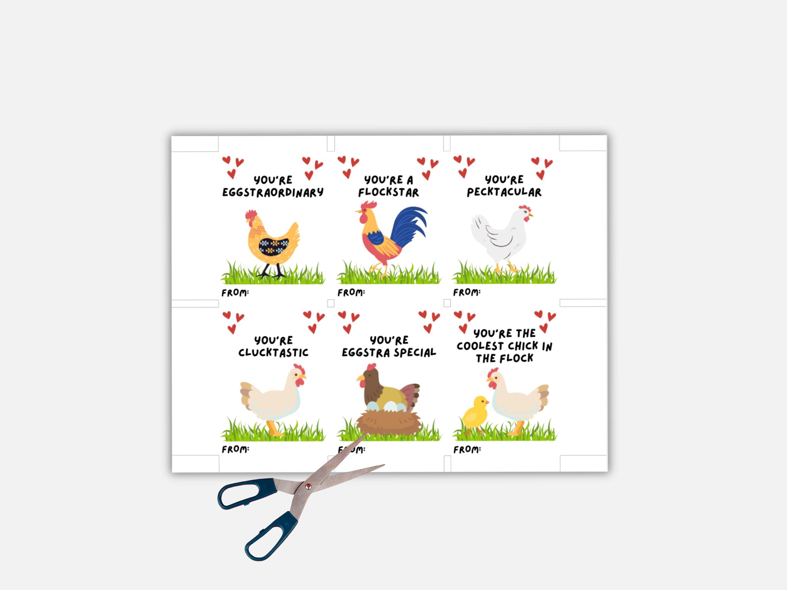 Chicken Valentine Card Printable, Chickens Classroom Valentines ...