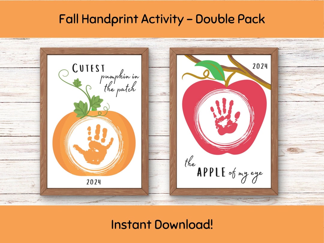 Fall Handprint Craft Printable, Pumpkin Handprint Art, Preschool ...