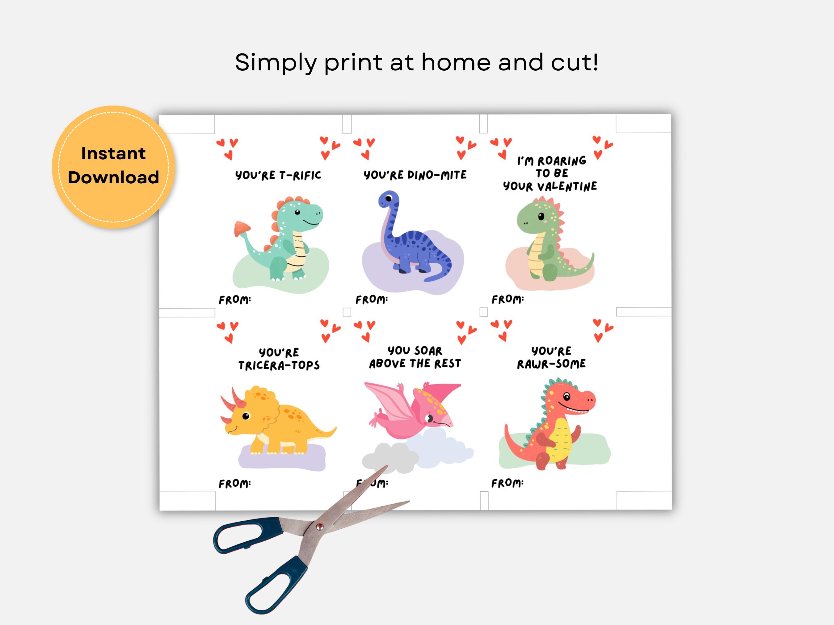 Dinosaur Valentine Cards, Dino Classroom Valentines, Class Valentines ...