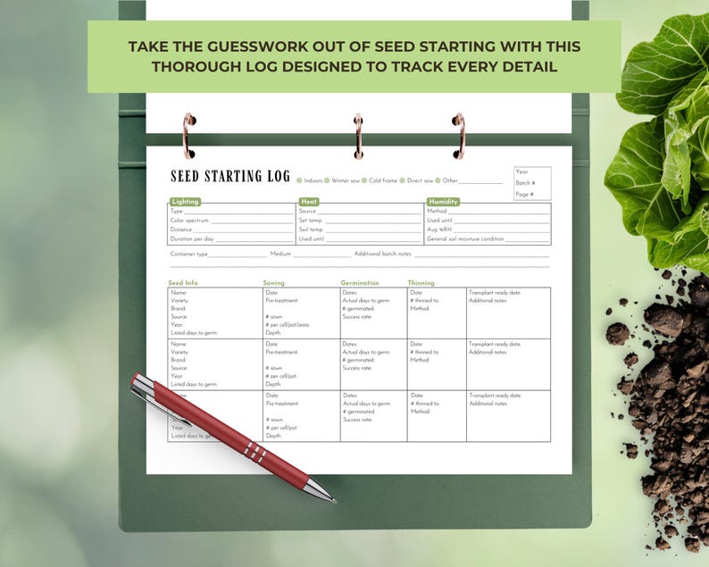Seed Starting Log, Garden Journal Pages, Printable Gardening Planner ...