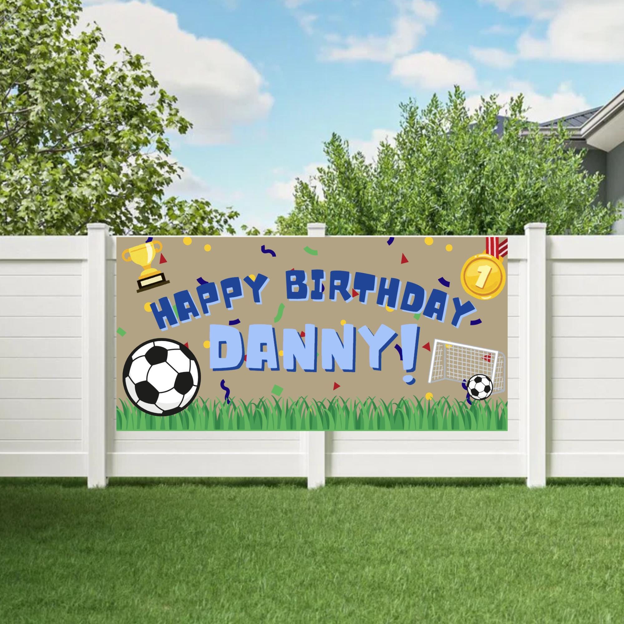 Editable Soccer Birthday Banner: Printable Sports Party Decor (canva ...
