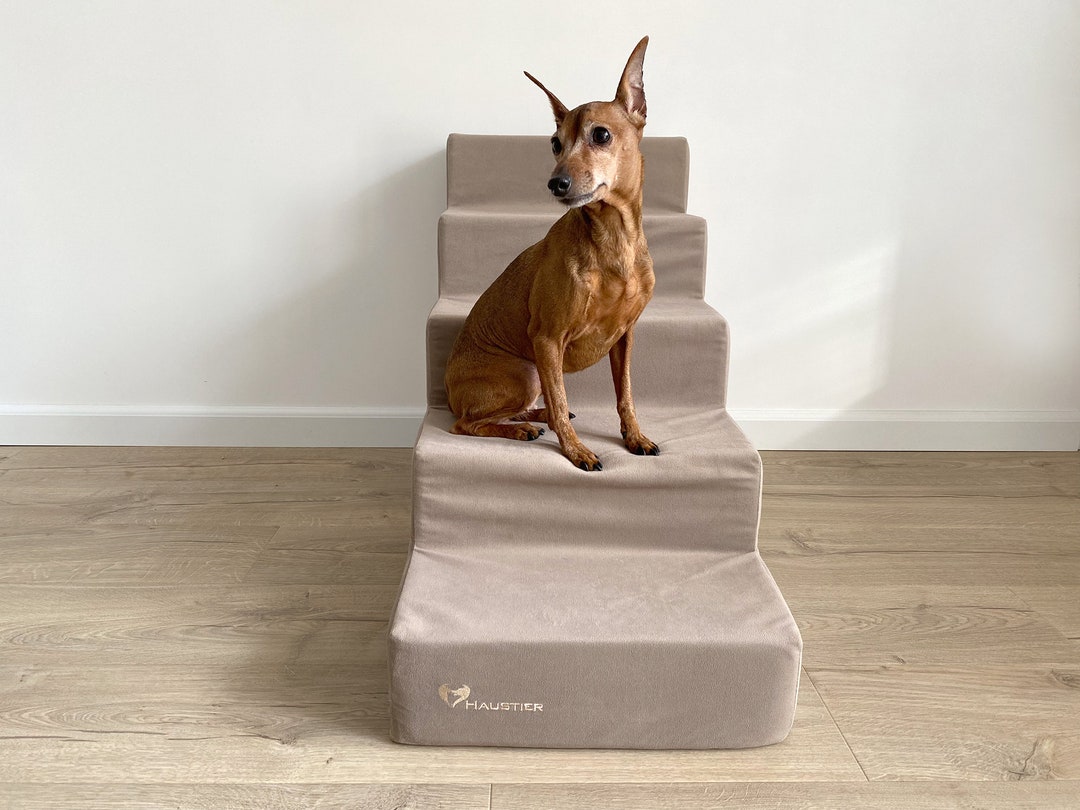 Beige 5 Step Dog Stairs | Dog Stairs for High Bed | Small Dog Steps ...