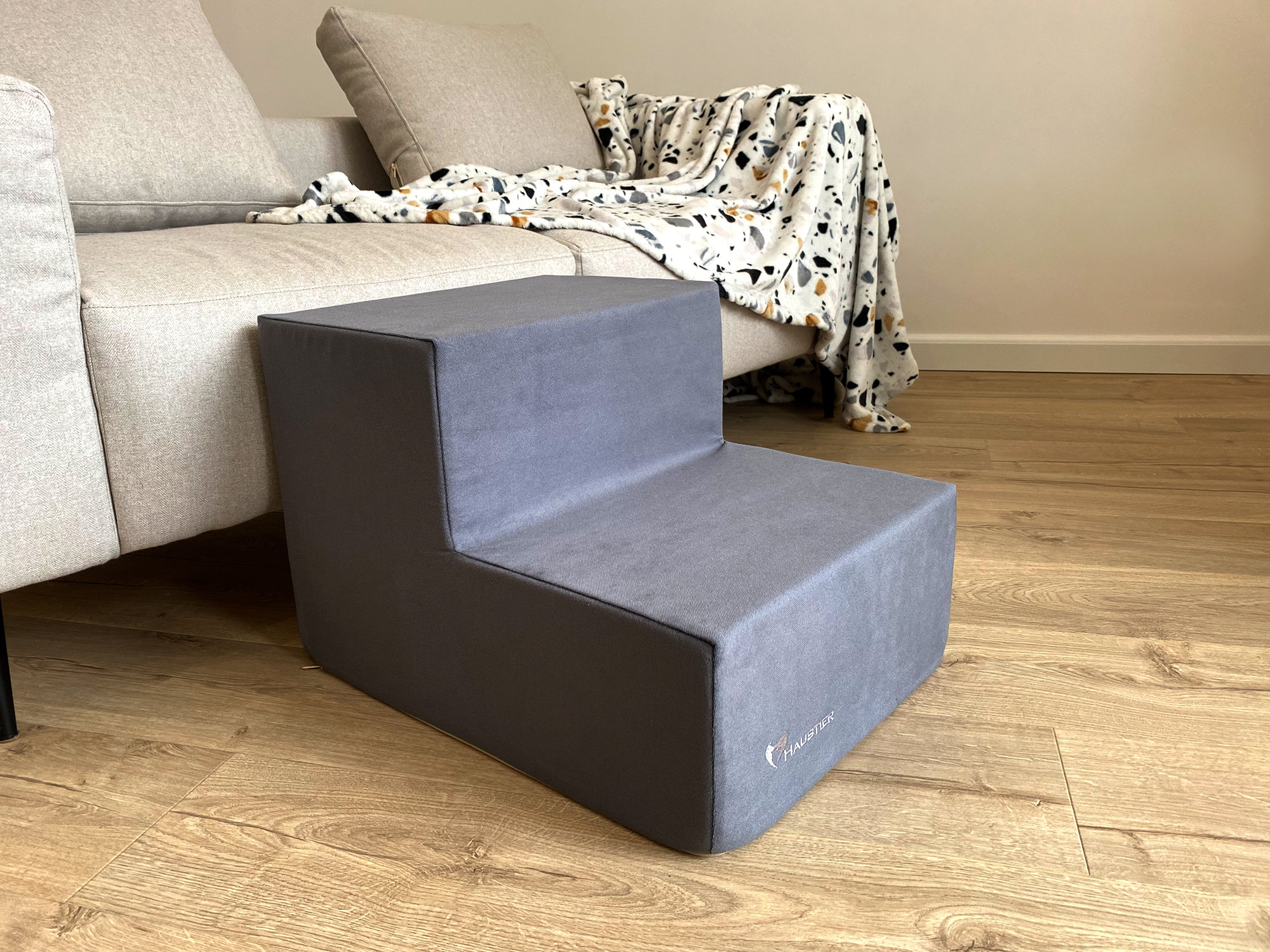 Gray 2-step Dog Stairs | Furniture Fabric Pet Steps - Etsy