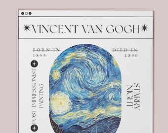 Starry Night Printable Banner, Van Gogh Starry Night DIY, Vincent Van ...