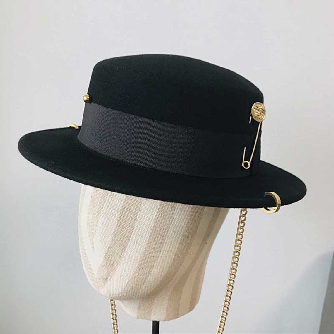 Fedora Hat-retro Wool Felt Hat-women European Punk Chain Novelty Flat ...