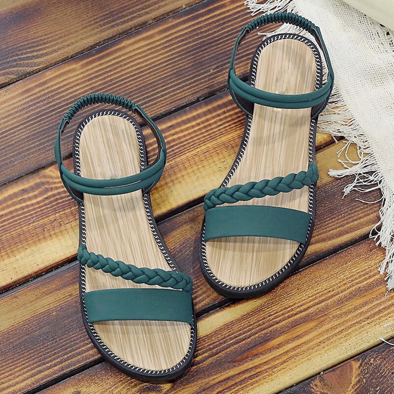 Women Casual Ankle Buckle Sandals rome Style Shoes Summer Fashion Flock ...