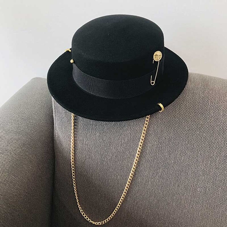 Fedora Hat-retro Wool Felt Hat-women European Punk Chain Novelty Flat ...