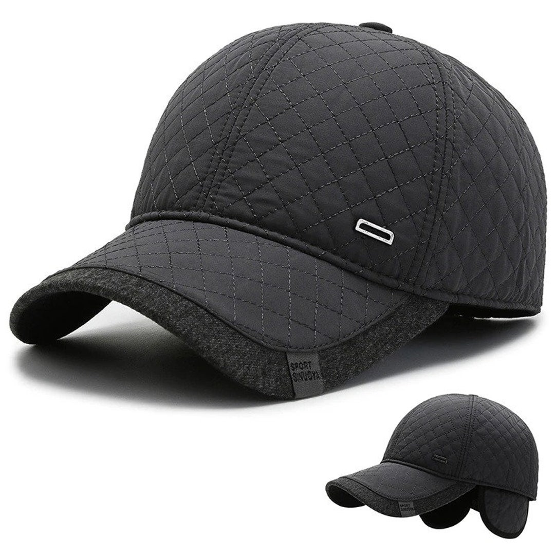 Winter Men's Hat-baseball Cap Warm Hat With Earflaps Fleece Inside ...