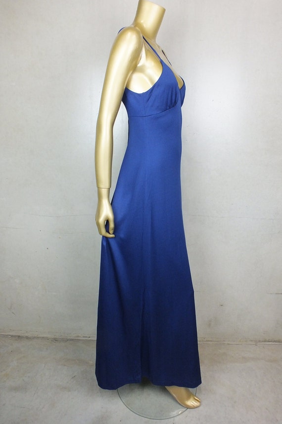 Vintage Mr K 1970 70s DRESS . Blue Costume Formal Dr… - Gem