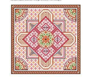 Digital Cross Stitch Pattern Mandala Blue Square With | Etsy