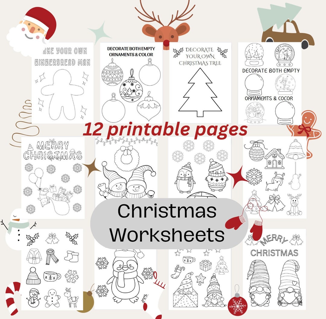 Christmas Coloring, Work Sheets, Digital Download, Classroom Activities ...