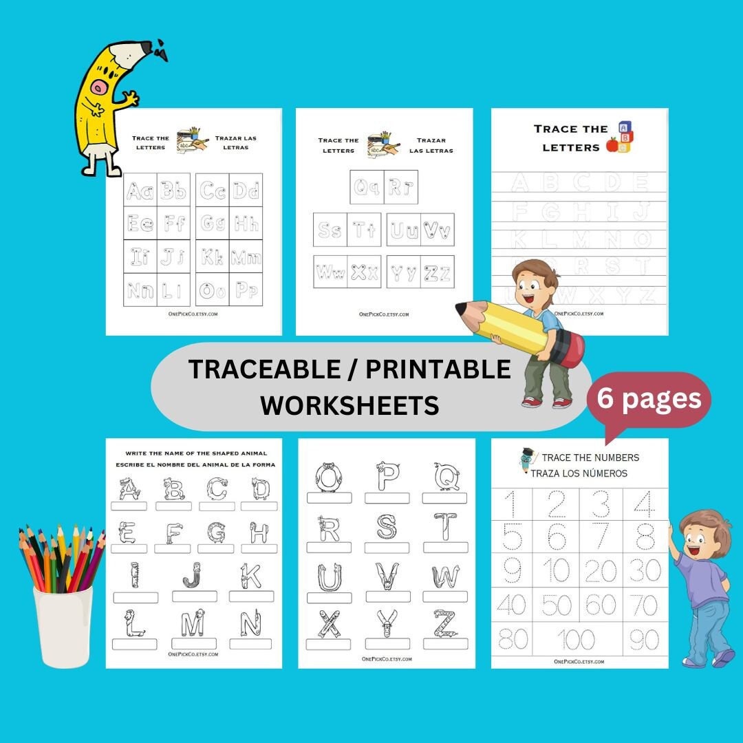 ABC'S Traceable and Printable Worksheets - Etsy