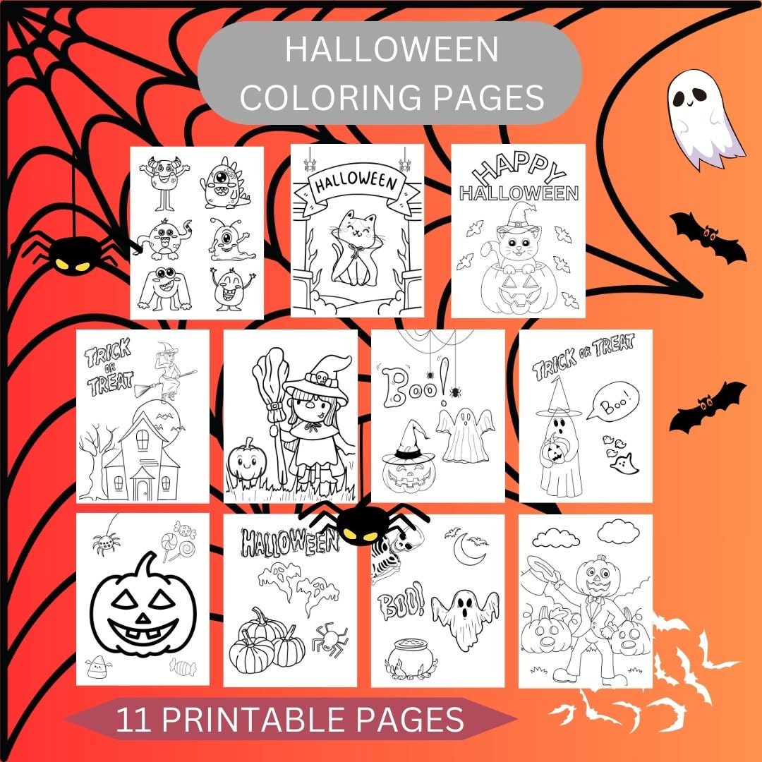 Halloween Coloring Pages, Printable, Kids, Coloring Page, Canva ...
