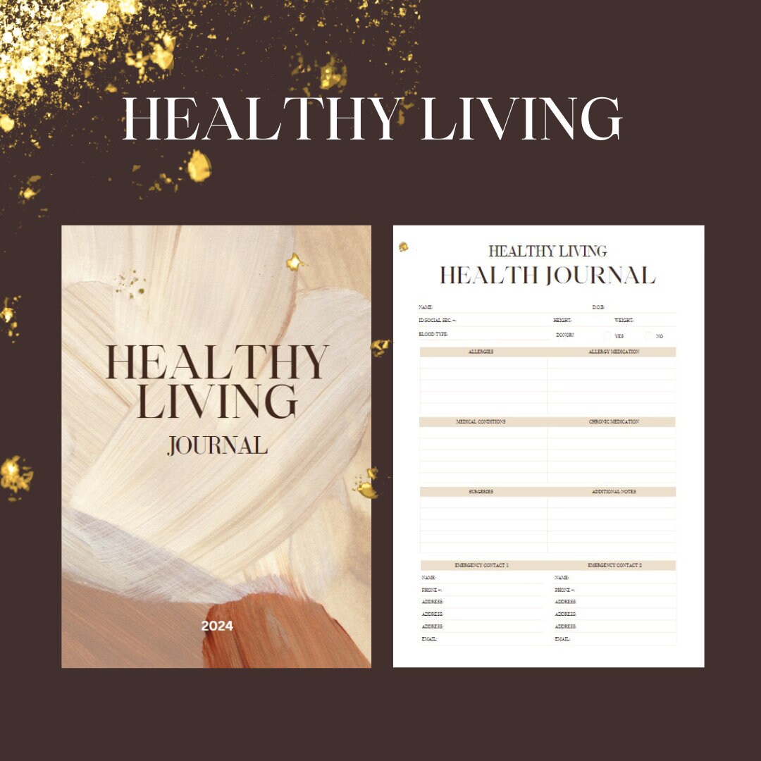 Healthy Living Journal, Canva Templates, Digital Download - Etsy