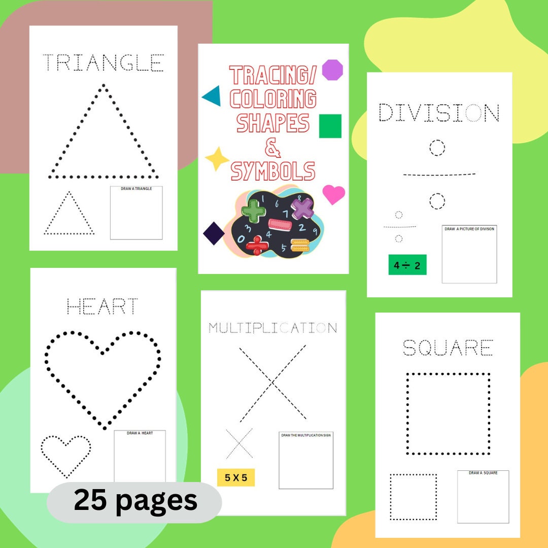 Tracing/coloring Shapes and Symbols, Printable Worksheets, Printable ...