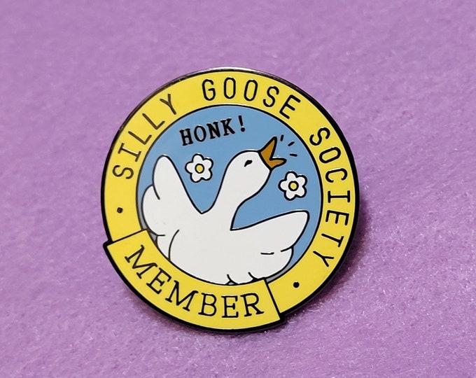 Silly Goose Society Member Pin - Hard Enamel Pin - Kawaii Cute - Funny ...