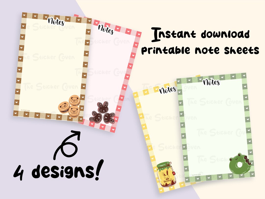 Printable Kawaii Desserts Memo Pad - Cute Animal Desserts Memo Note ...