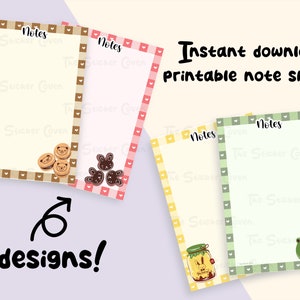 Printable Kawaii Desserts Memo Pad - Cute Animal Desserts Memo Note ...